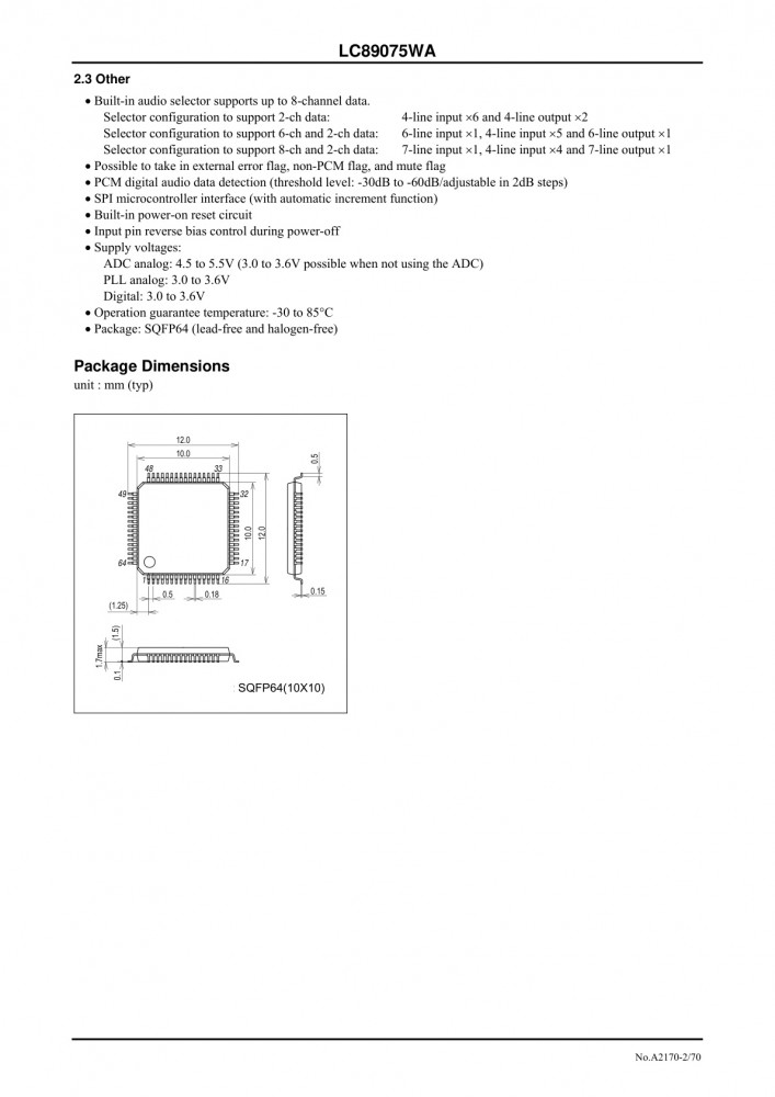 LC89075WA documentation page 2