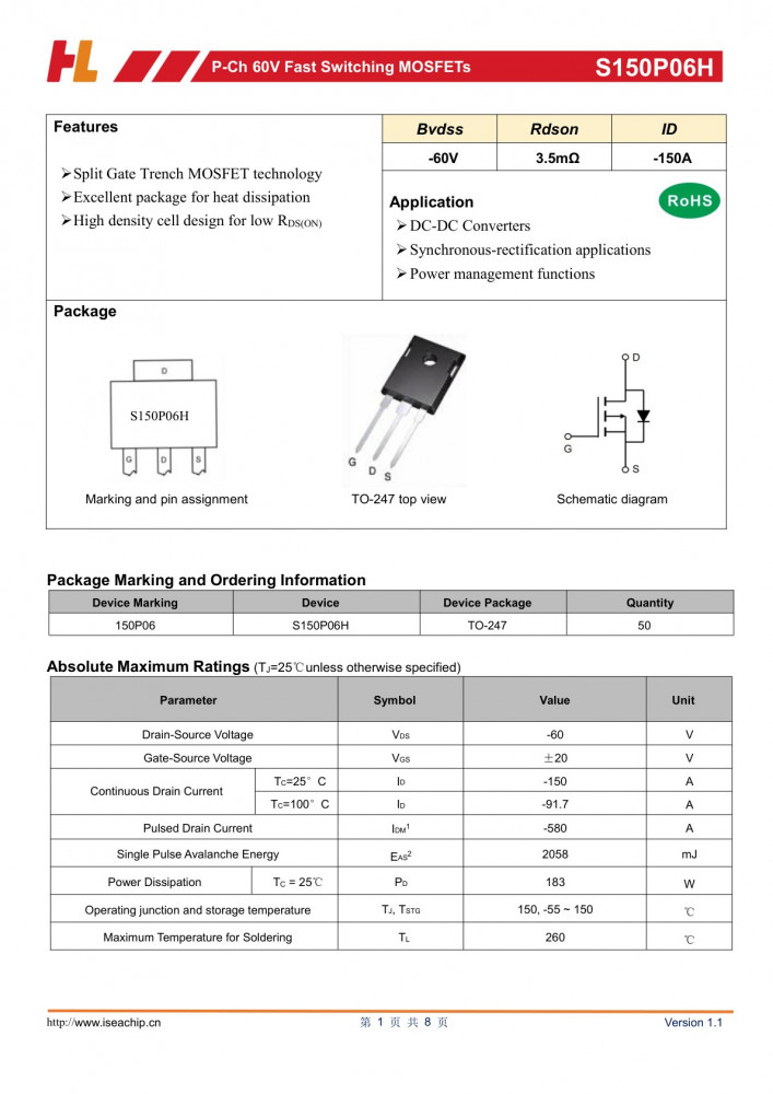 S150P06H datasheet page 1
