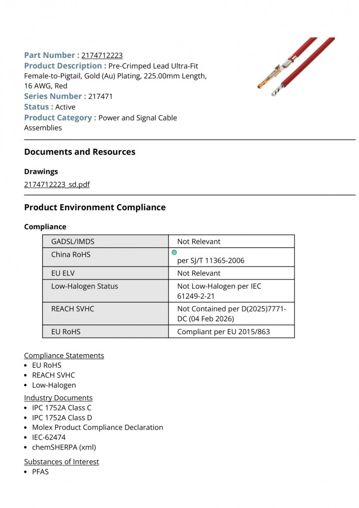 Molex product drawing page 1