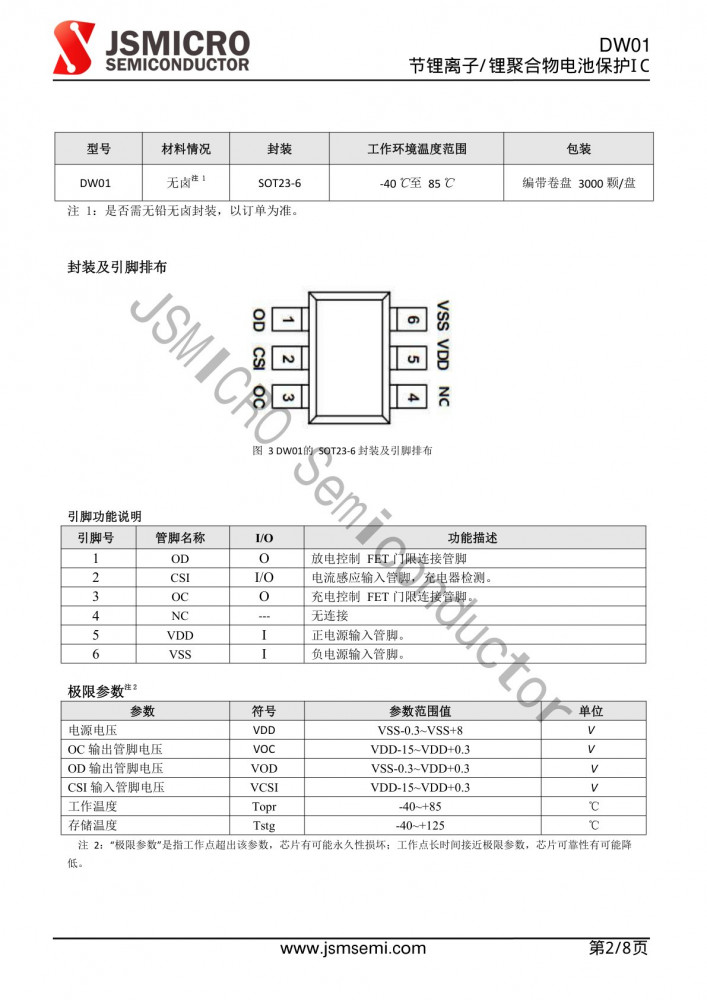 DW01 datasheet page 2