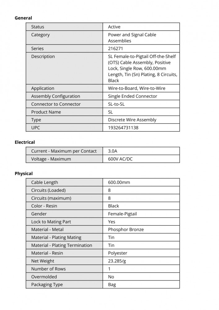 Technical document image 2 for MOLEX 2162711084
