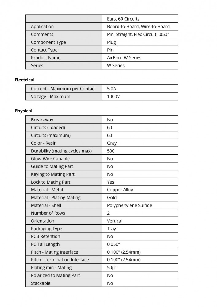 WTA60PF3JTA technical document preview, page 2