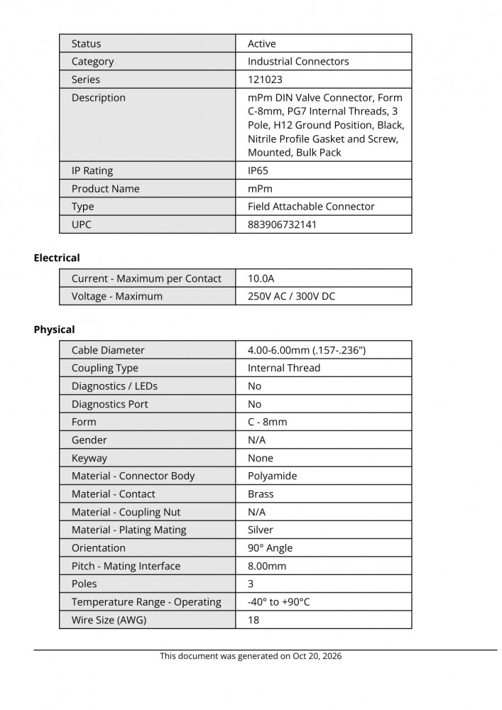 Molex DIN Series C05 packaging specification, page image 2