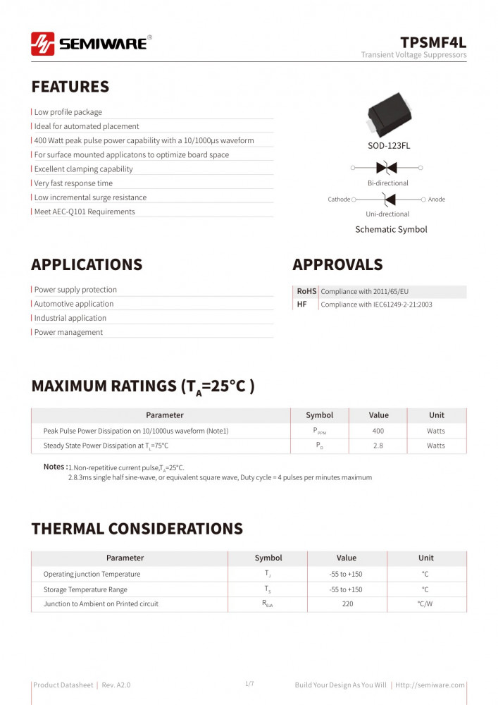 TPSMF4L series datasheet page 1