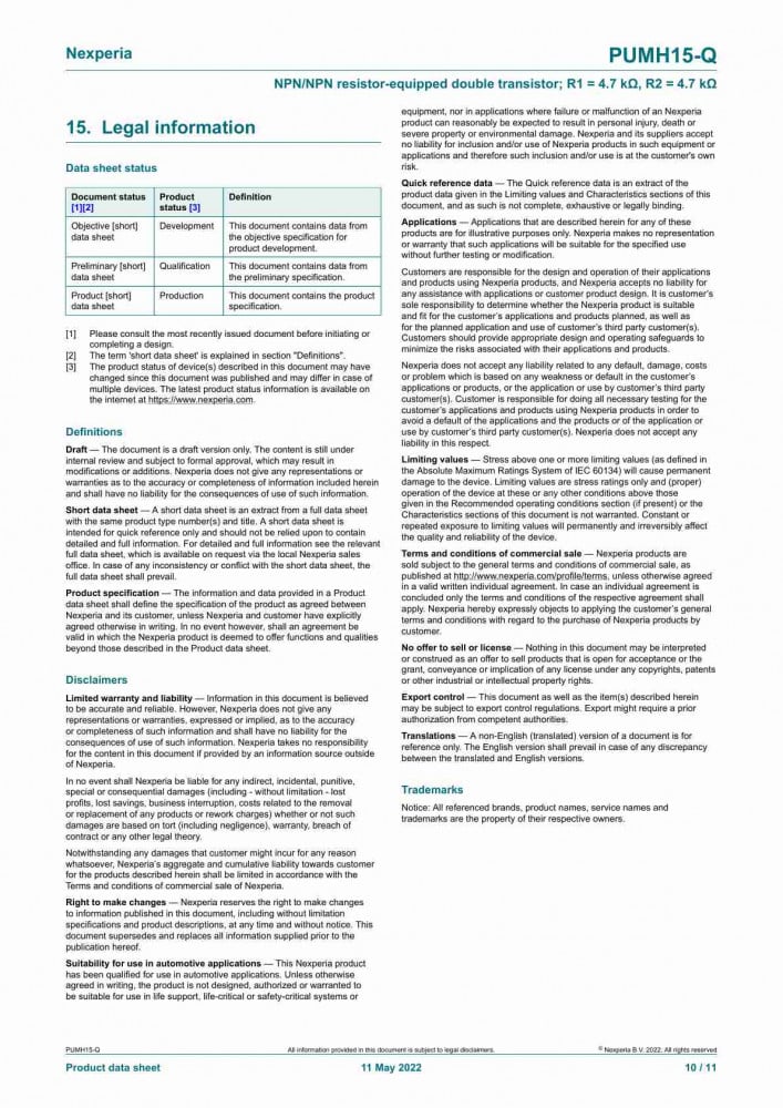 PUMH15-QX datasheet page 10
