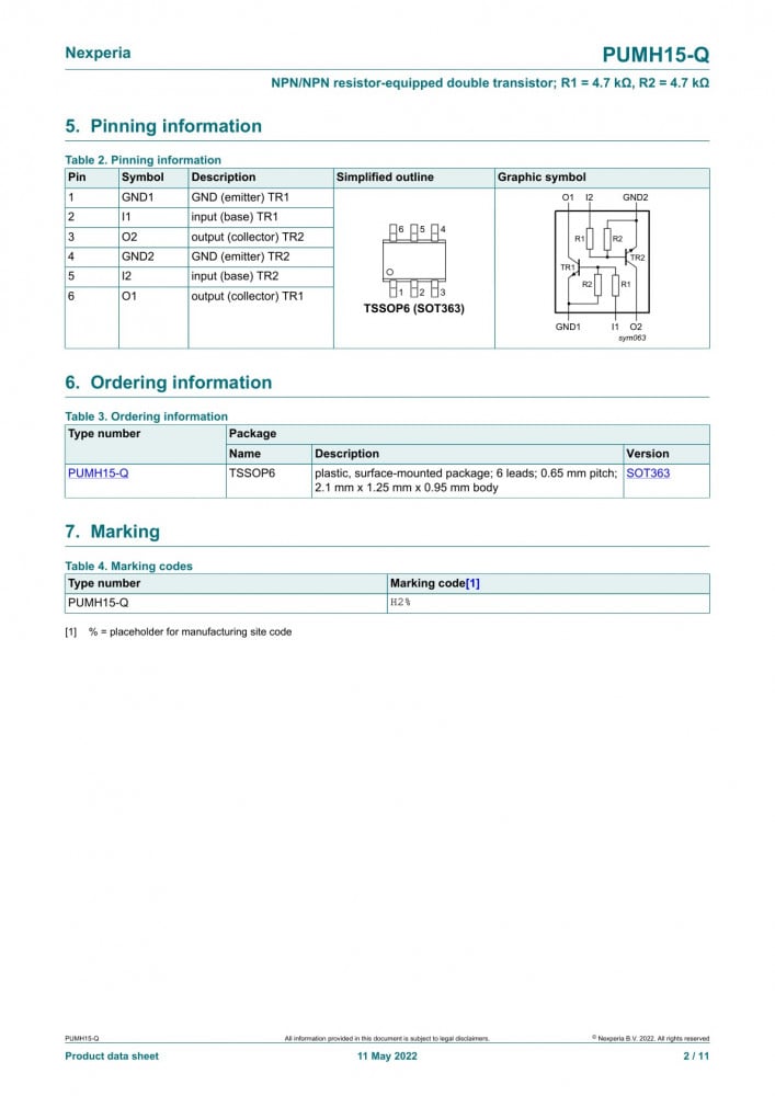 PUMH15-QX datasheet page 2