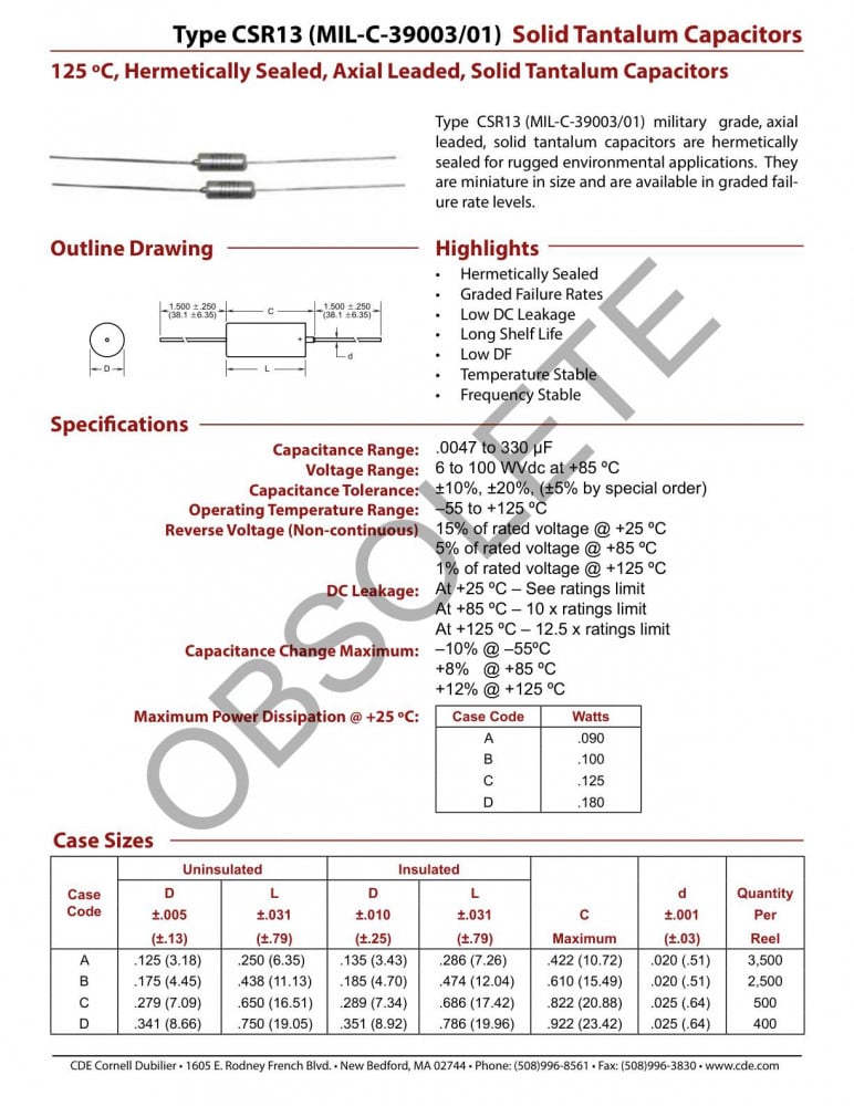 CSR13 datasheet page 1