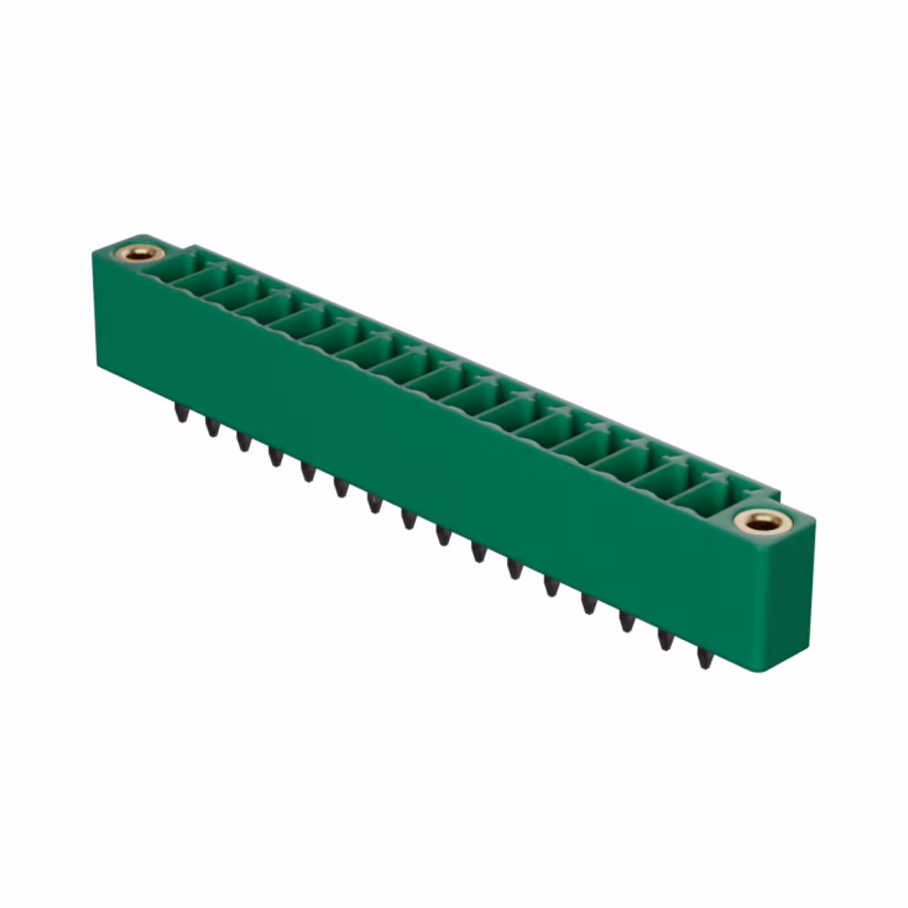 3.50mm Pitch Eurostyle Vertical PCB Header, with Threaded Retention Inserts, Green Housing, 16 Circuits for sale