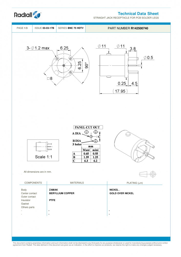Radiall R142500740 datasheet page 1
