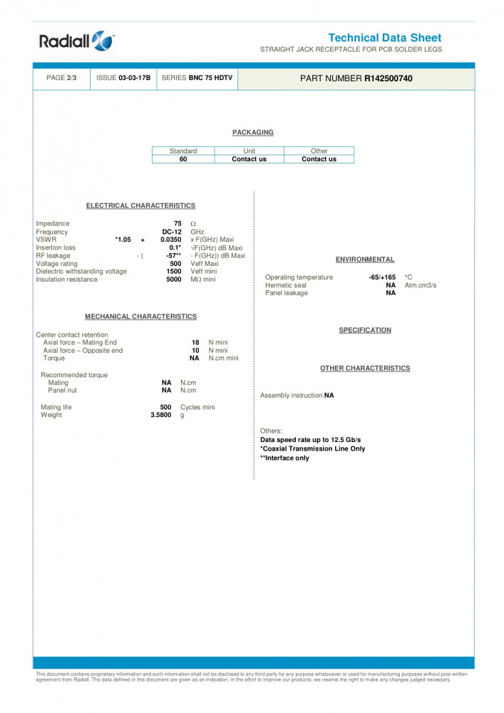Radiall R142500740 datasheet page 2