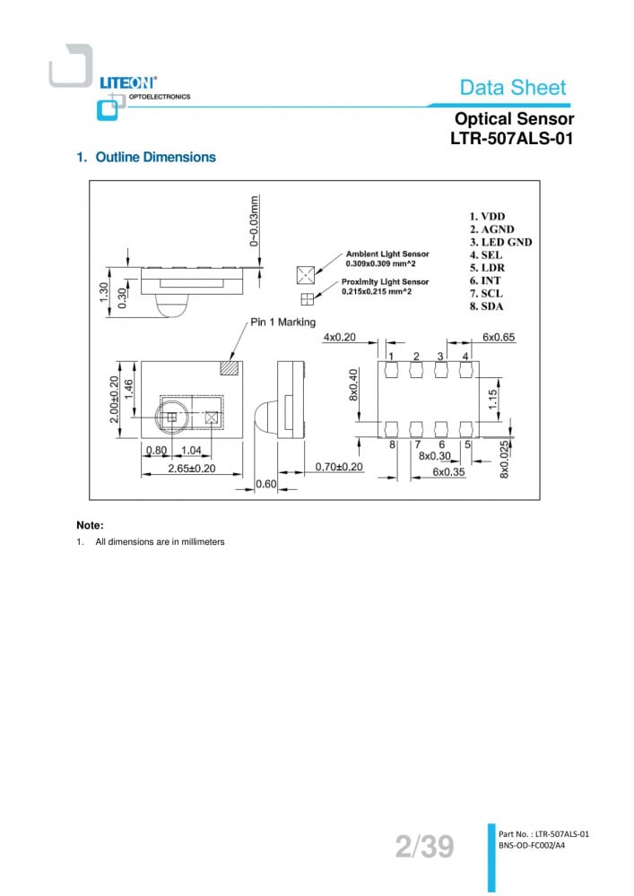 LTR-507ALS-01 datasheet page 3