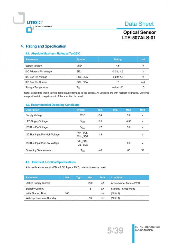 LTR-507ALS-01 datasheet page 6