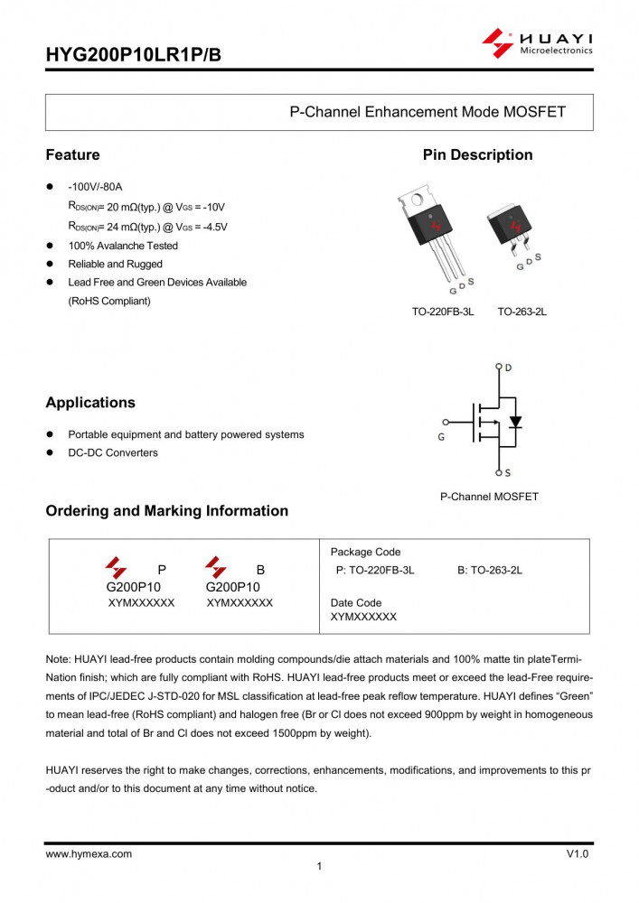 HYG200P10LR1P datasheet page 1