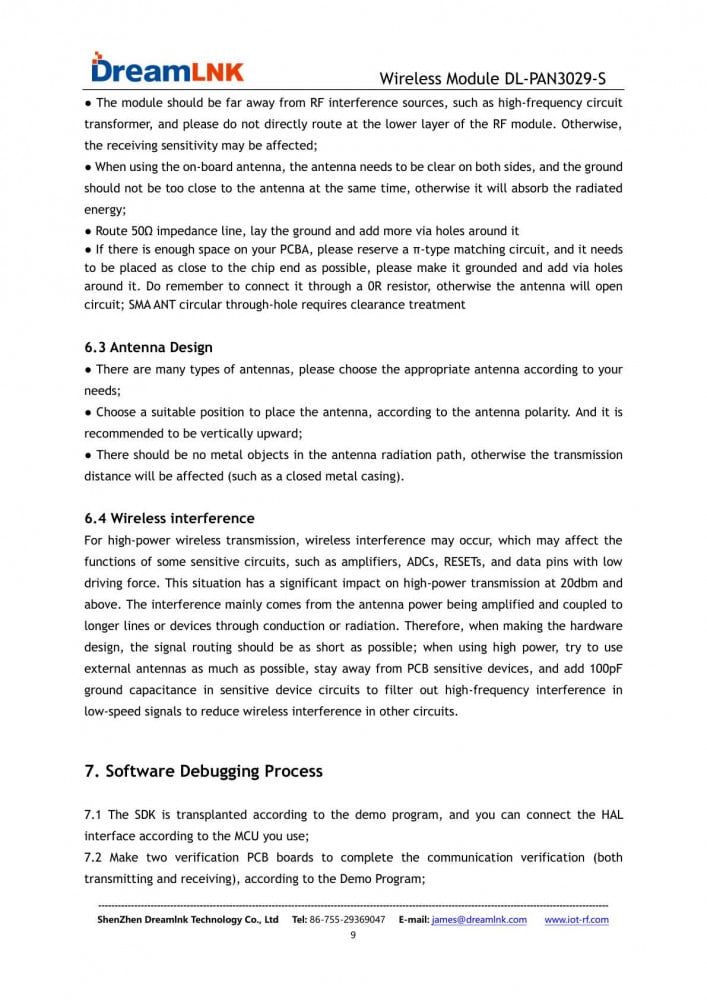 DL-PAN3029-S datasheet page 9