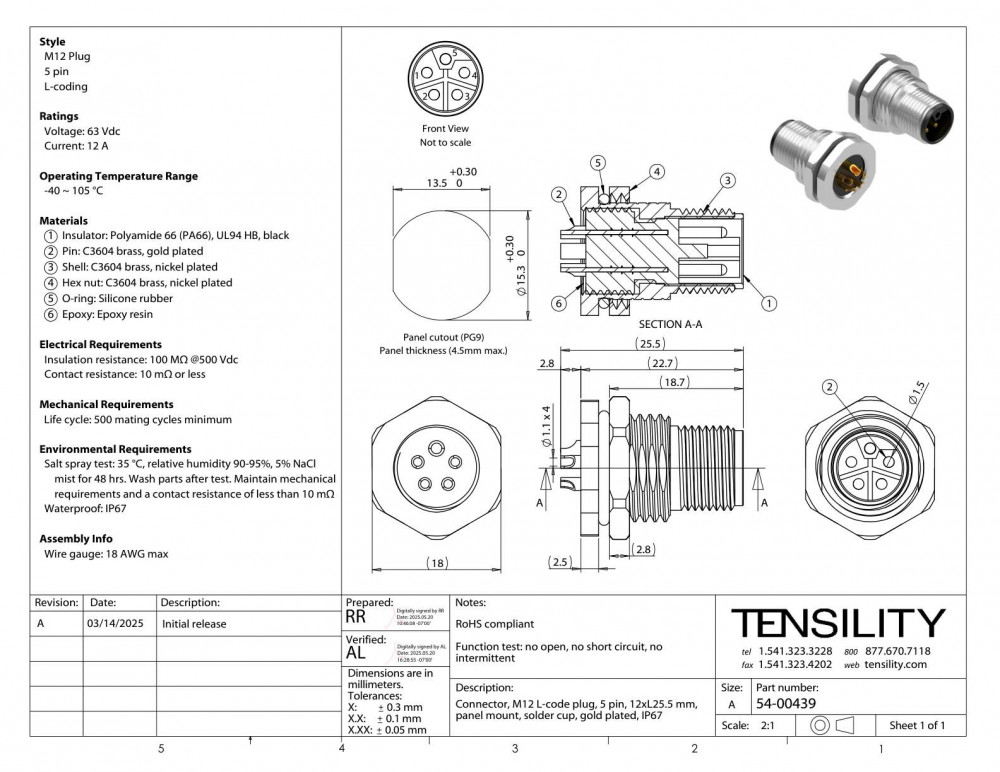 Tensility International 54-00439 product drawing