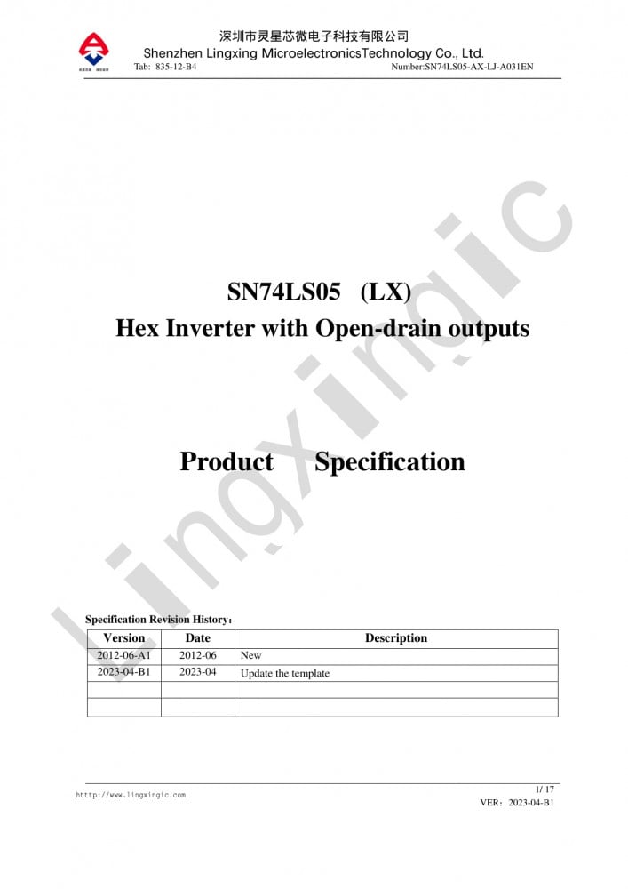 SN74LS05N(LX) datasheet page 1