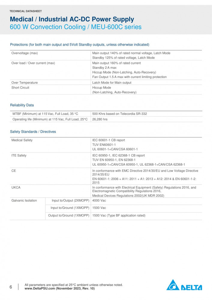 DELTA MEU-600C datasheet page 6