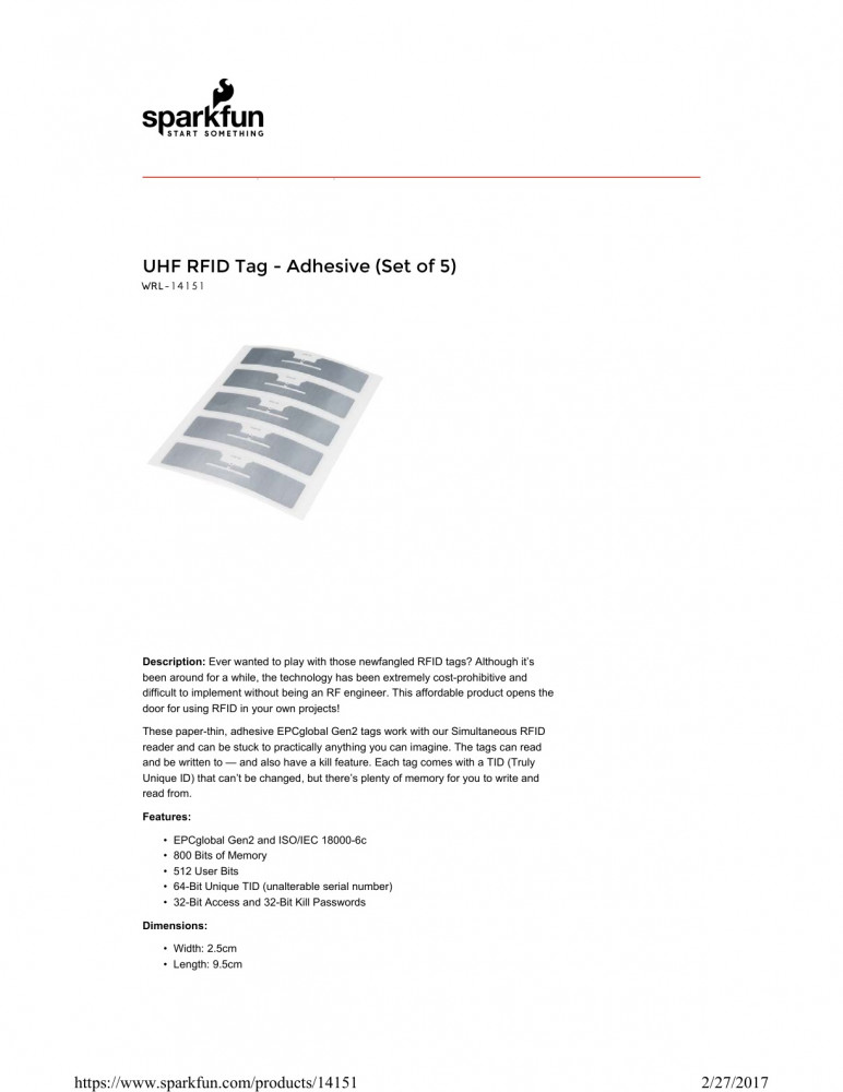 WRL-14151 technical document preview