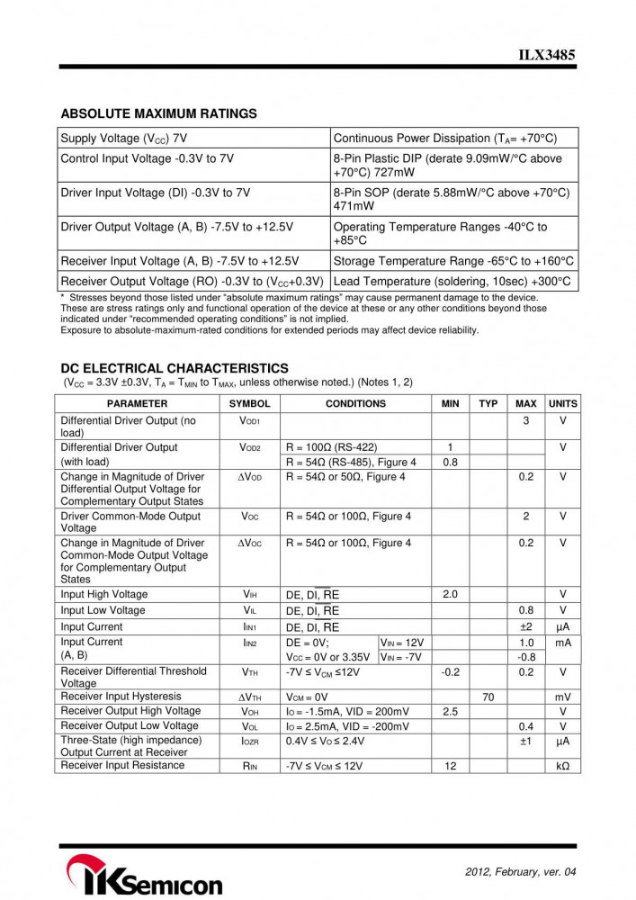 ILX3485 datasheet page 2