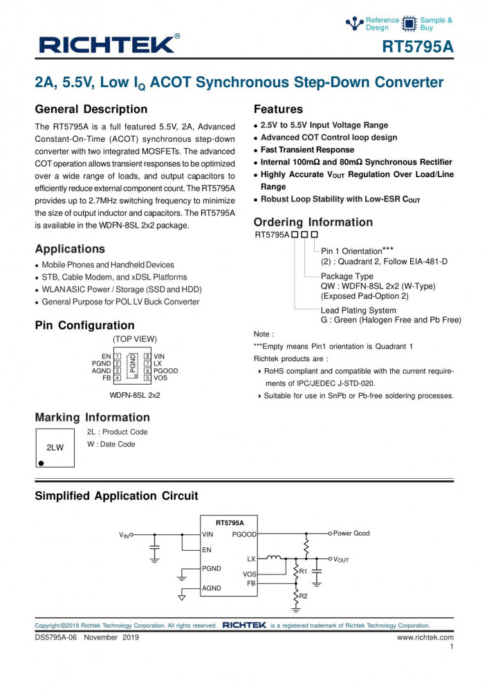 RT5795A datasheet page 1