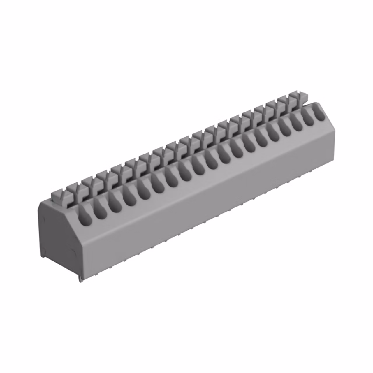 3.50mm Pitch, Eurostyle Fixed-Mount Push-Button Terminal Block, 45° Modular, 5A, 20-16 AWG, Light Gray, 19 Circuits for sale