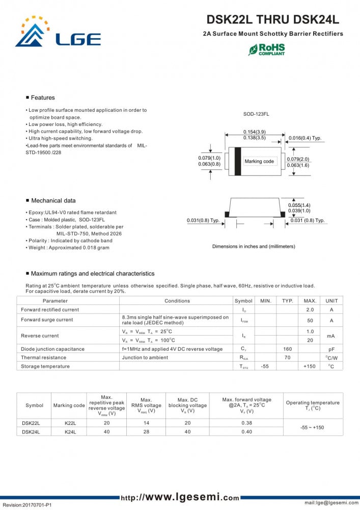 LGE DSK24L datasheet page 1