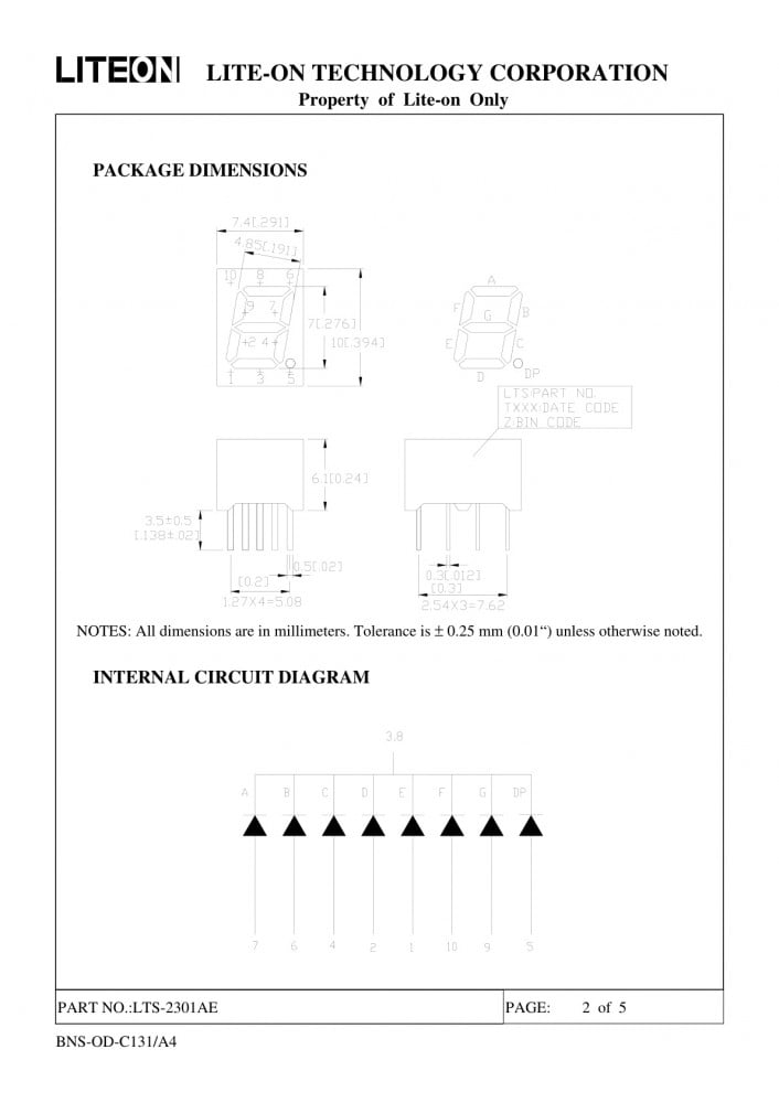 LTS-2301AE datasheet page 2