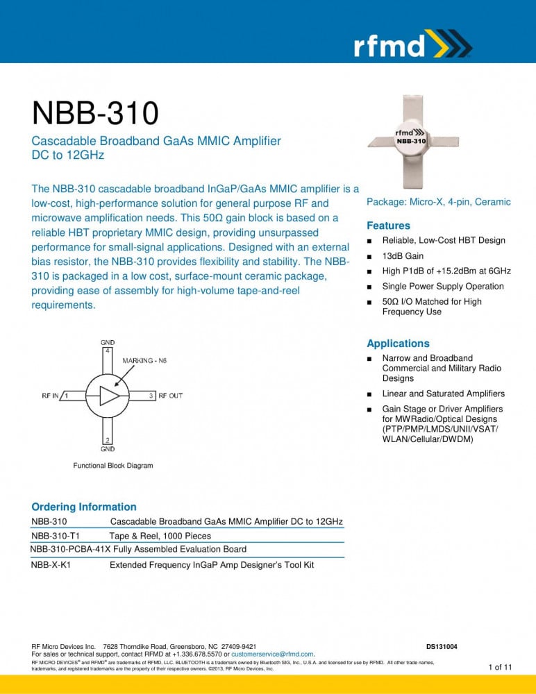 NBB-310-T1 technical document page 1