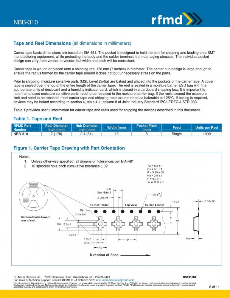 NBB-310-T1 technical document page 8