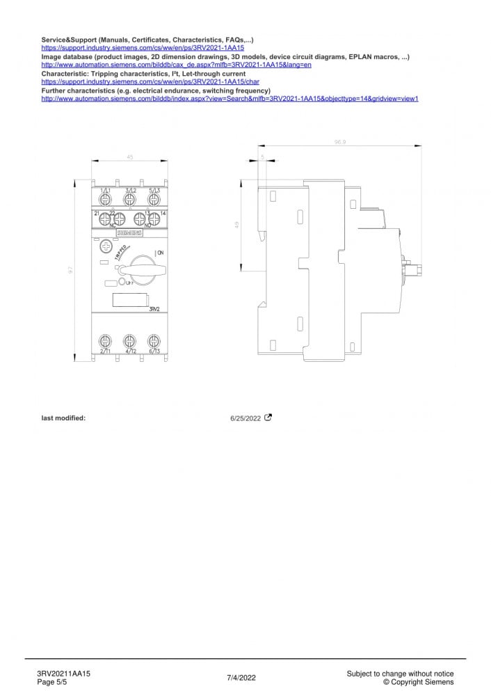 3RV20211AA15 datasheet page 5