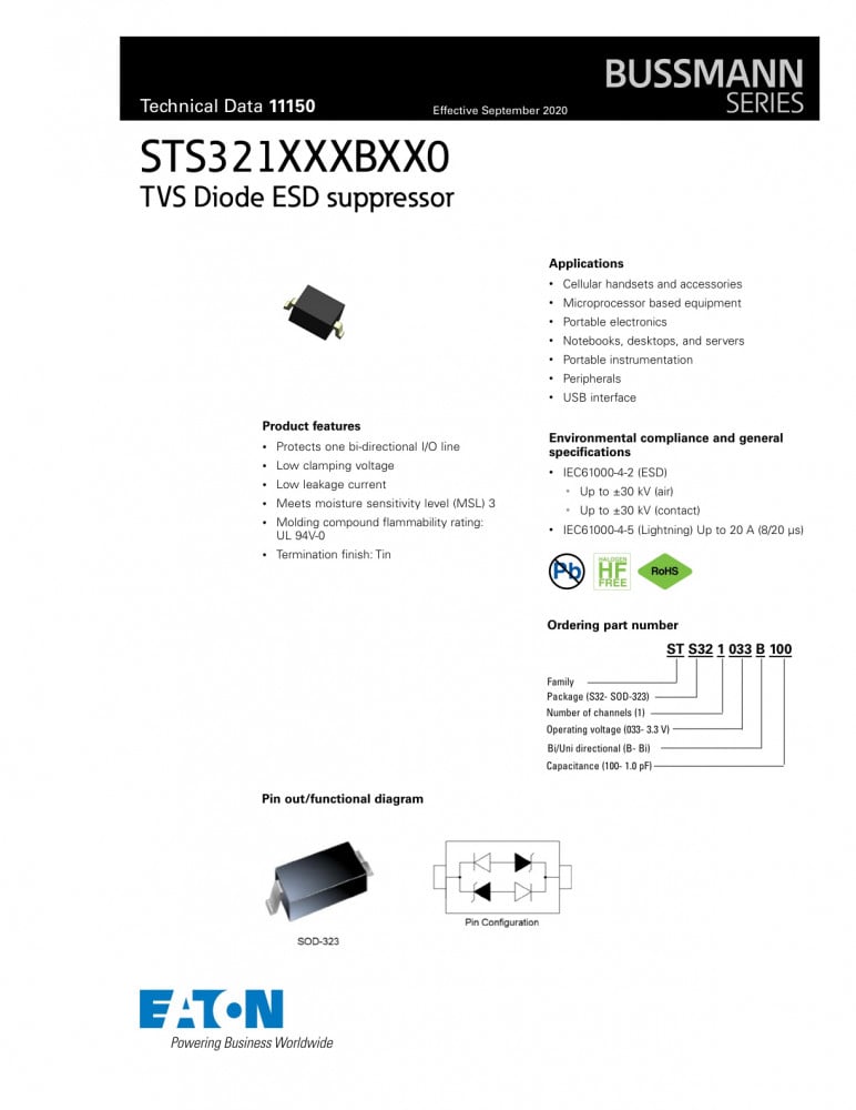 EATON STS321050B100 datasheet page 1