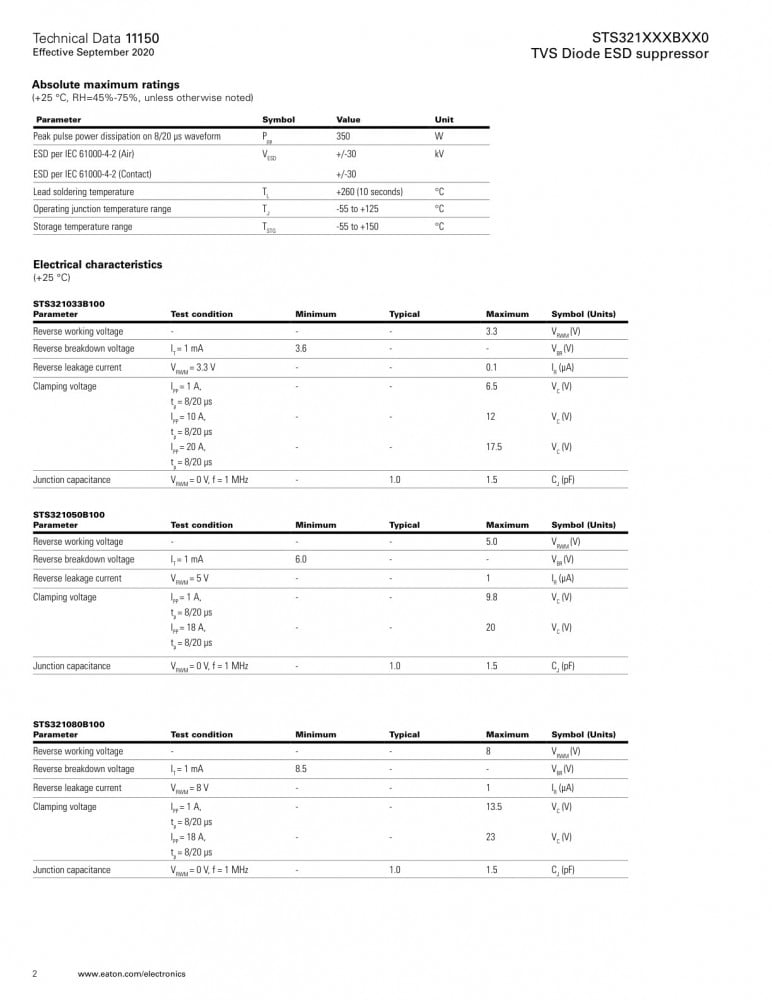 EATON STS321050B100 datasheet page 2
