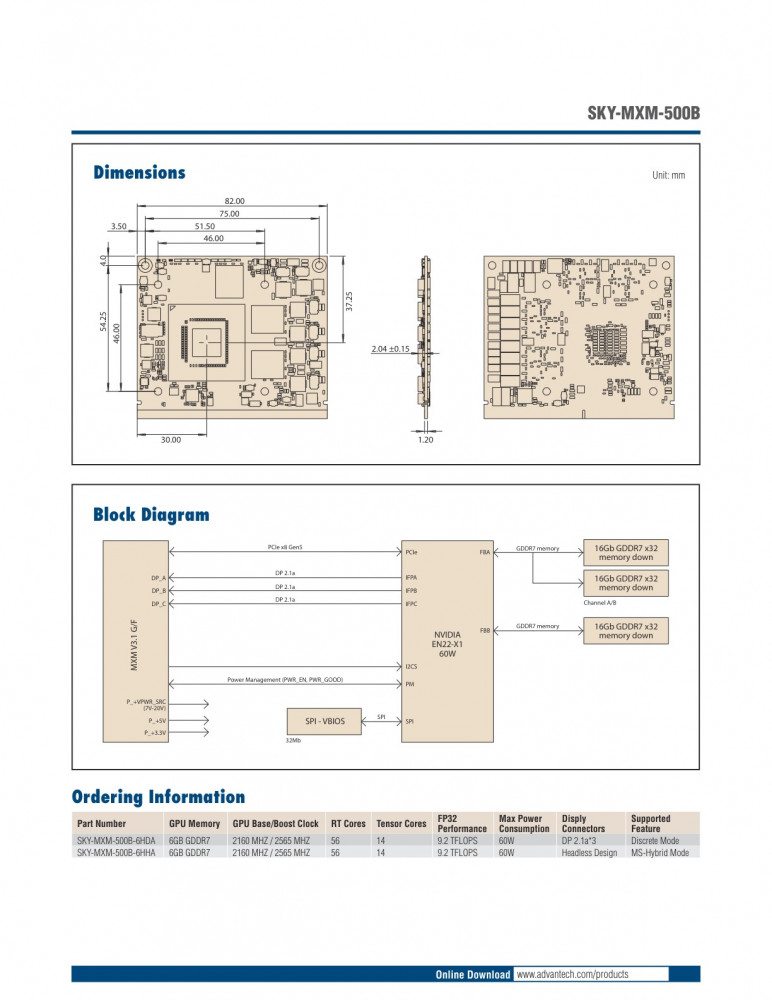 SKY-MXM-500B technical document preview, page 2