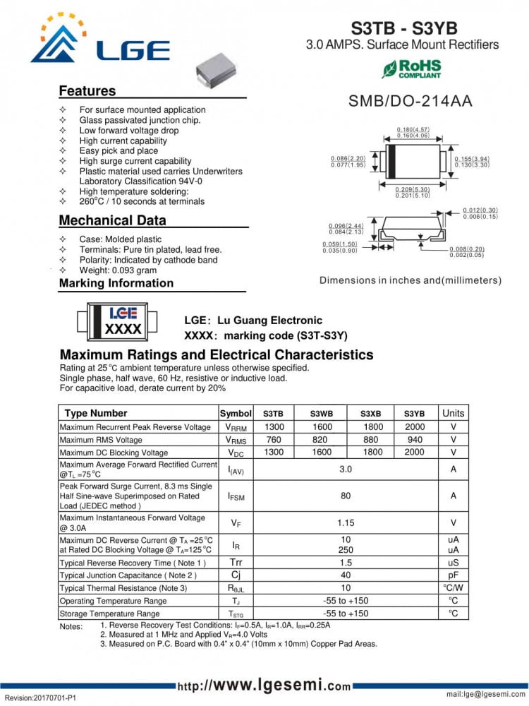 LGE S3Y datasheet page 1