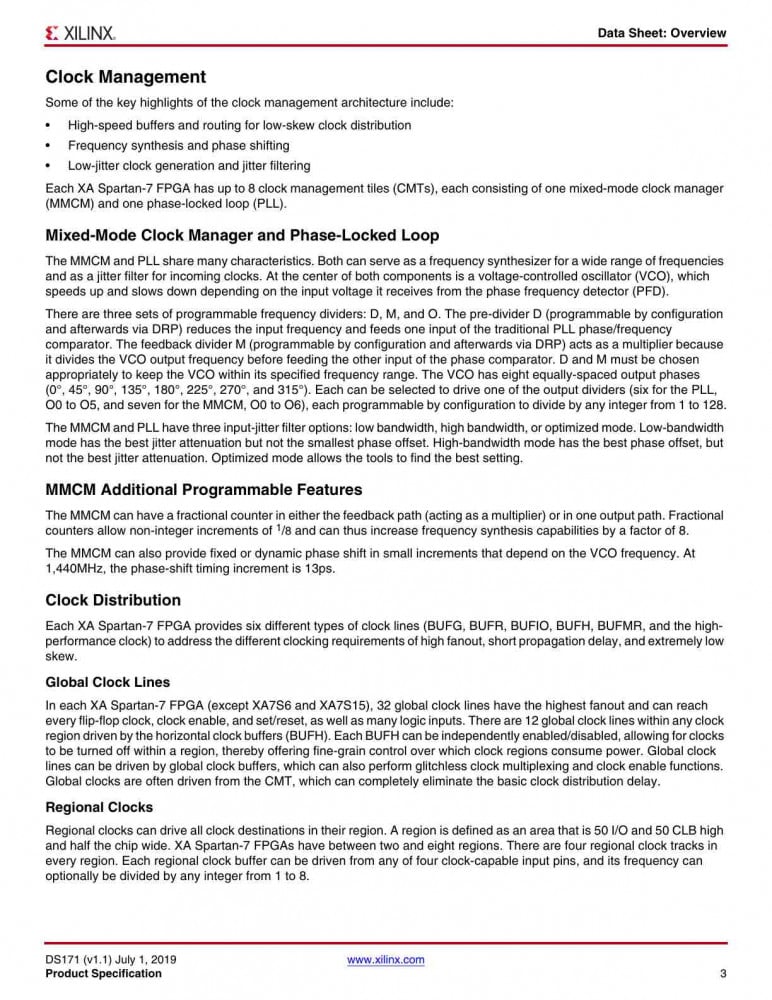 XA Spartan-7 datasheet page 3