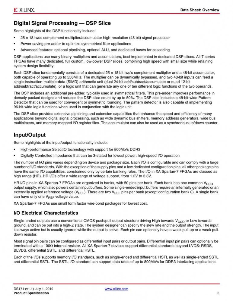 XA Spartan-7 datasheet page 5