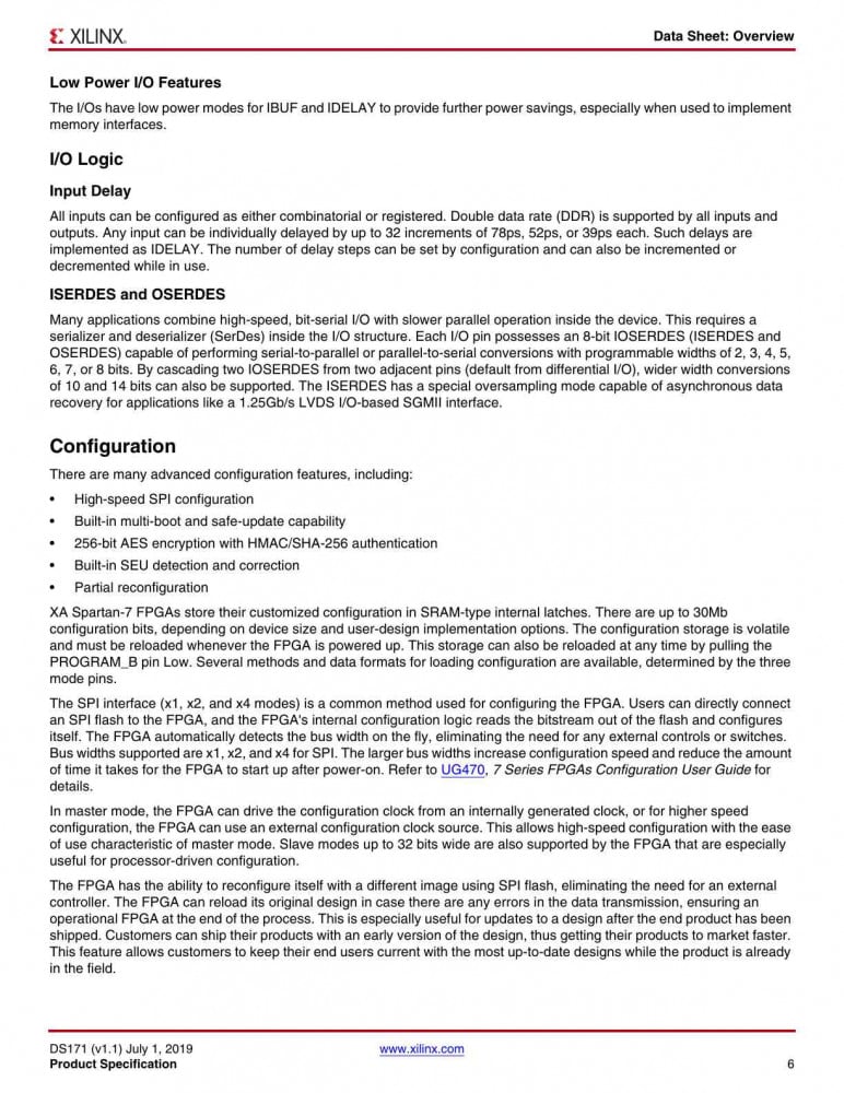 XA Spartan-7 datasheet page 6