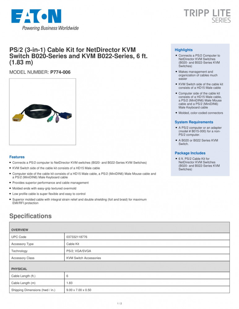 P774-006 product document page 1
