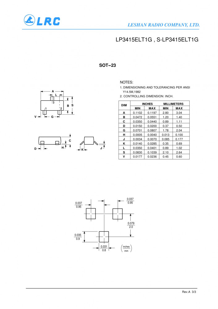 LP3415ELT1G datasheet page 3