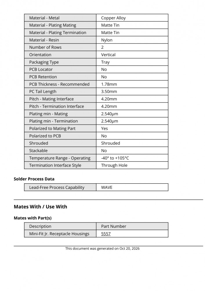 Technical document page 3 for Molex 444722057