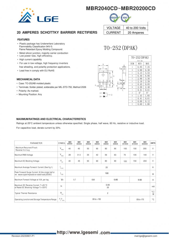 MBR20100CD datasheet page 1