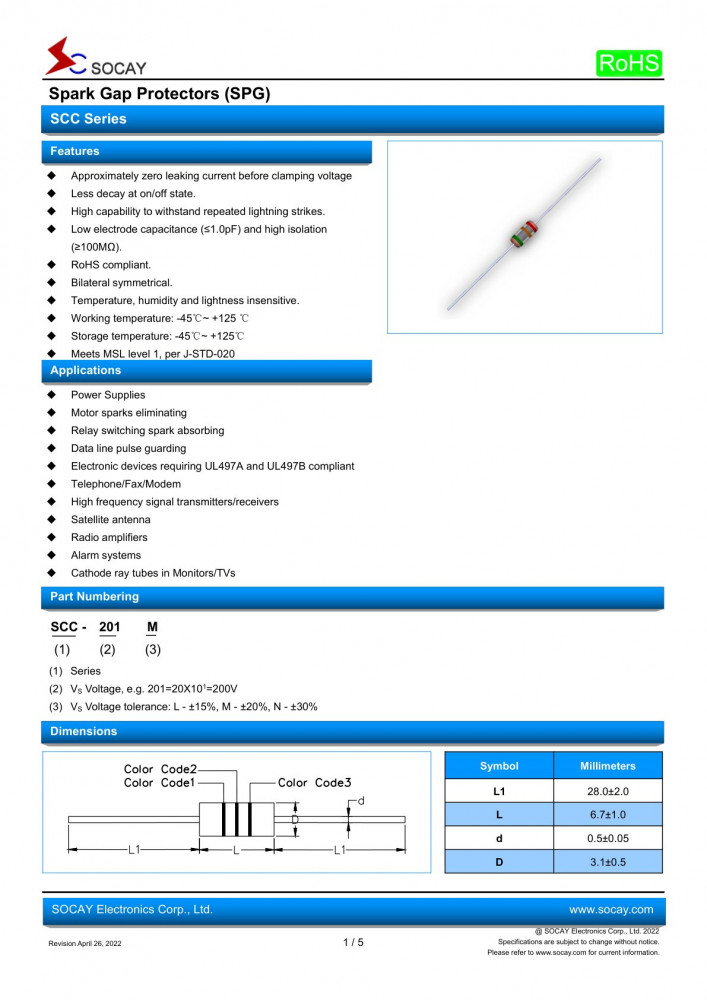 SOCAY SCC Series datasheet page 1
