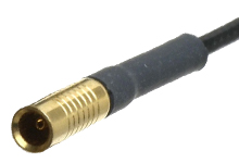 SSMCX Jack, Straight, PCB Receptacle, Edge Mount, Brass Body, Gold (Au) Plated, Tape and Reel, 50 Ohms