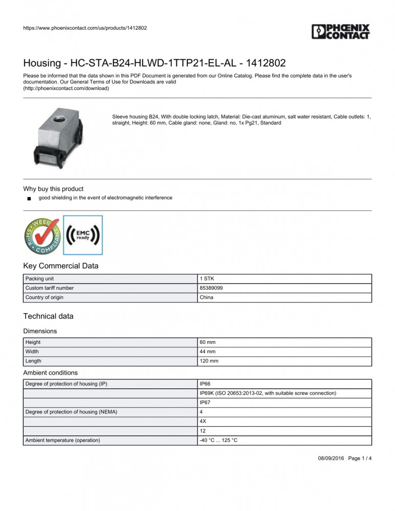 Phoenix Contact 1412802 product documentation page 1