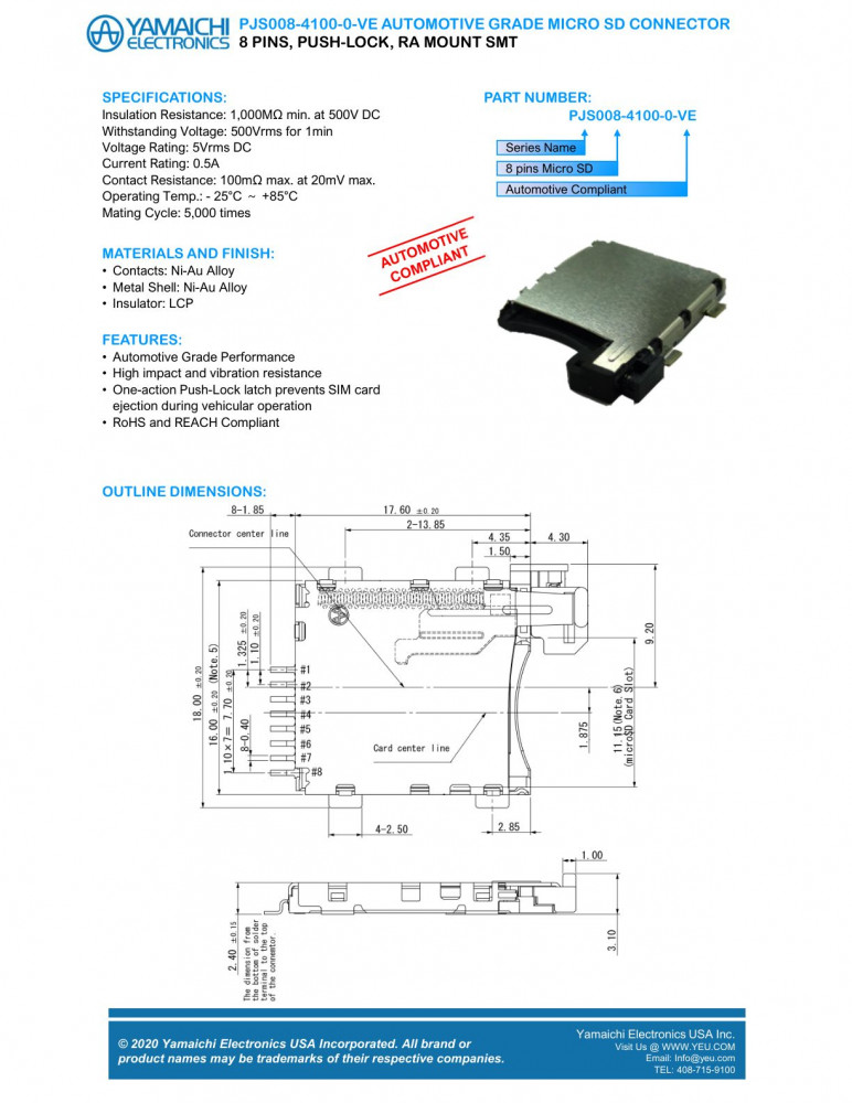 Yamaichi Electronics PJS008-4100-0-VE product document