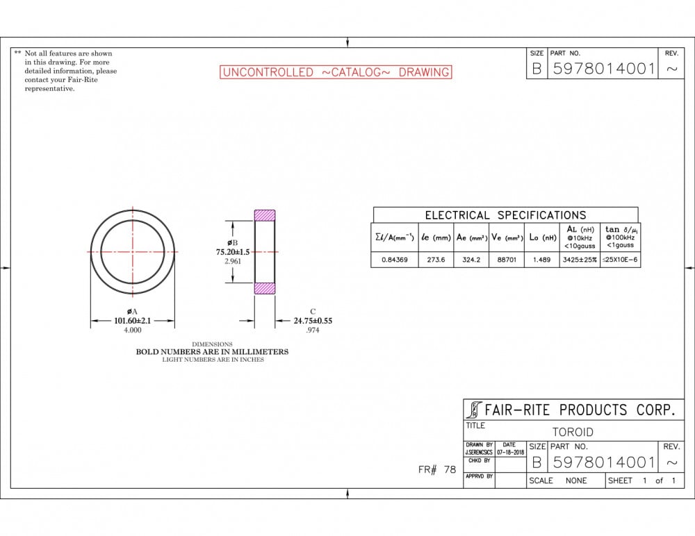 Fair-Rite 5978014001 technical document