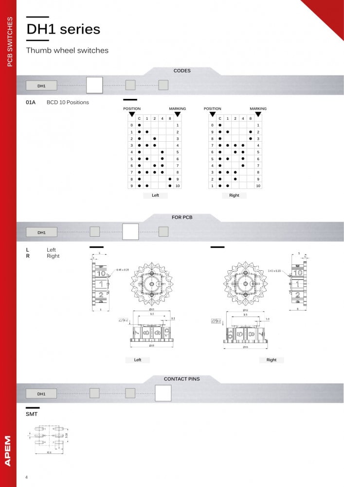 APEM DH1 series technical document page 4