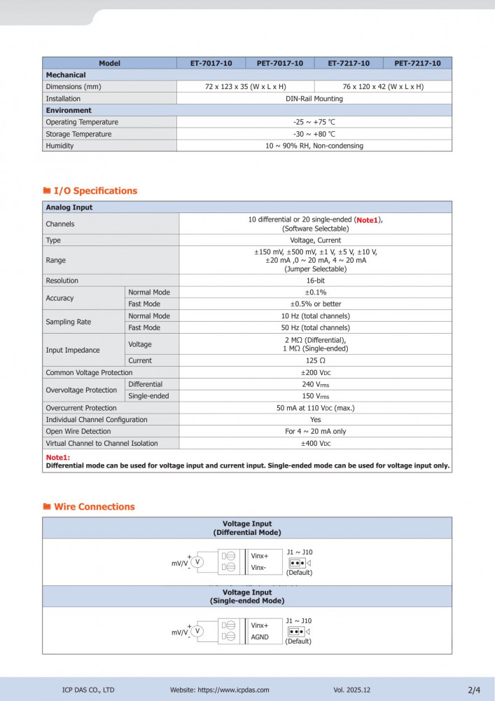 PET-7017-10 technical document, page 2