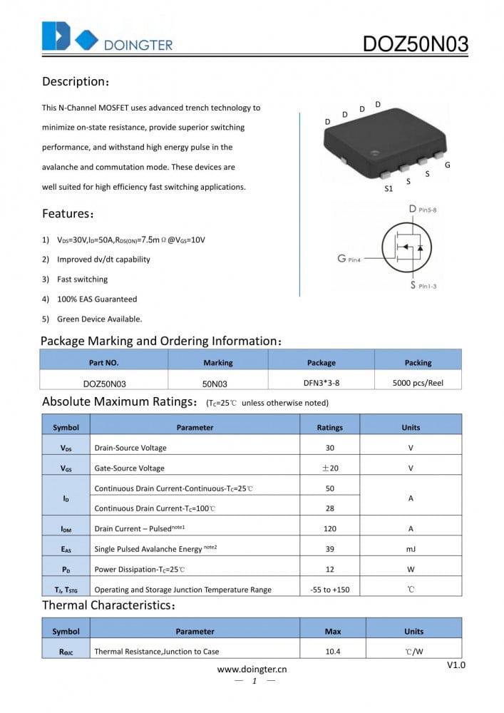 DOZ50N03 datasheet page 1
