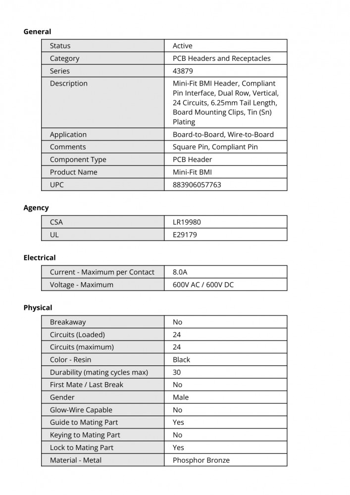 MOLEX 438795010 technical document, page 2